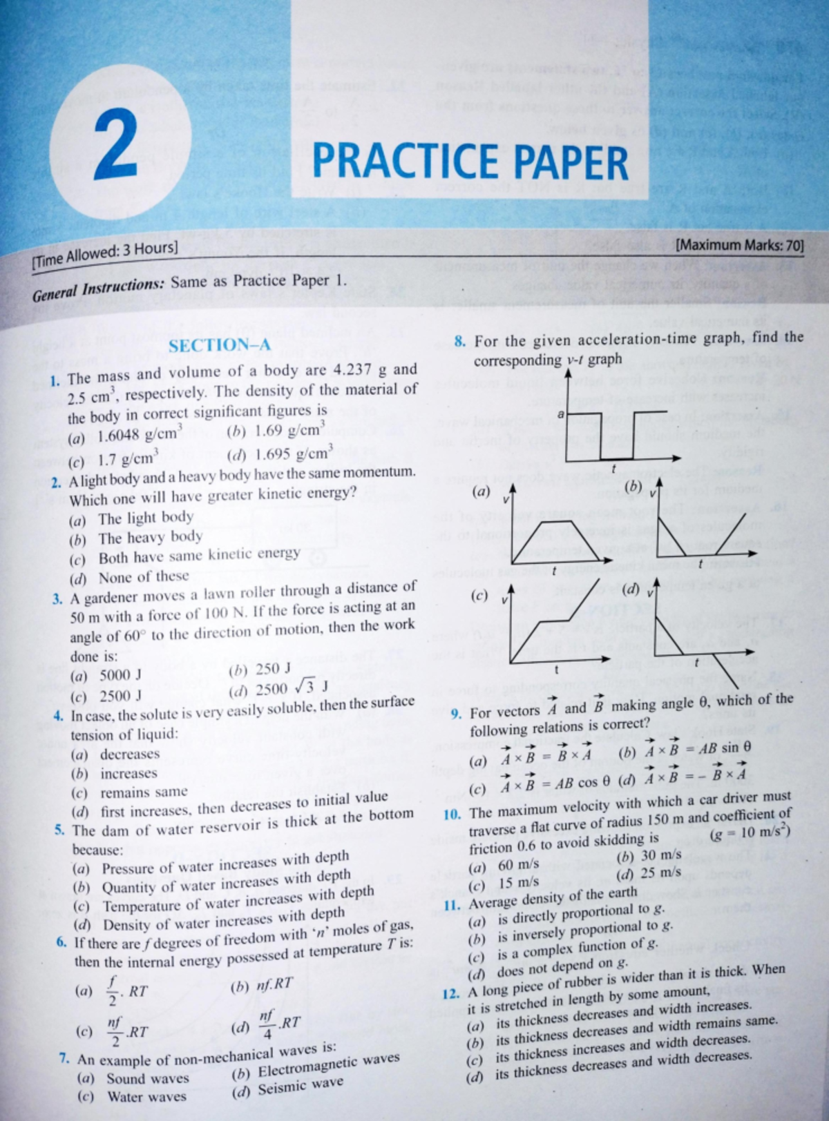 Sample Paper 2 Physics: Practice Questions and Solutions - Studocu