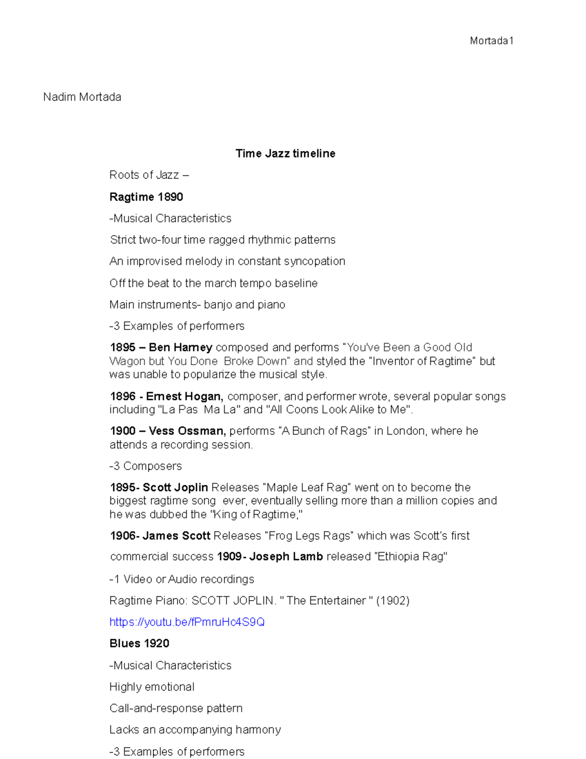 Jazz Timeline Summary - NVCC Fall 2023 - Studocu