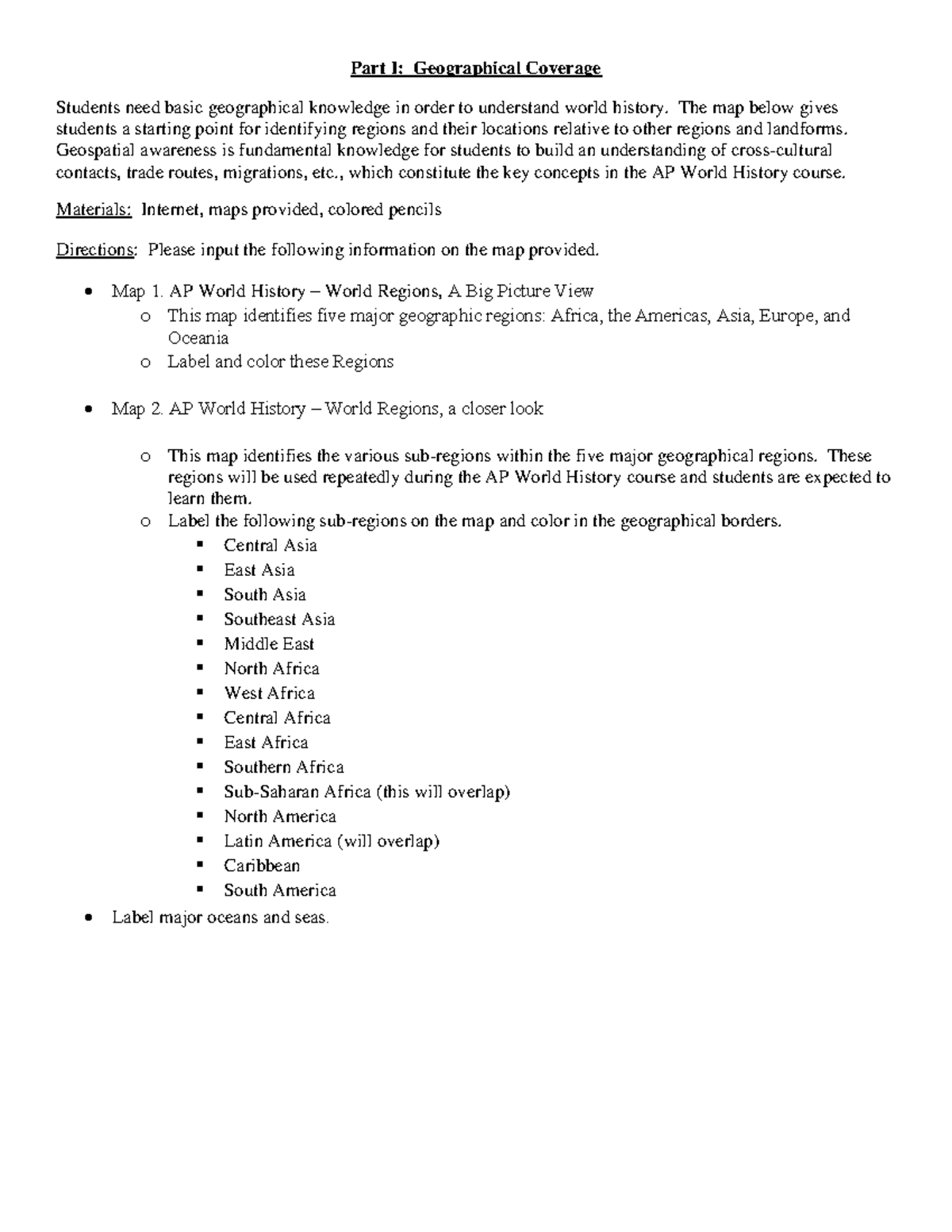 AP World History Summer Assignment: Geographical Mapping Guide - Studocu