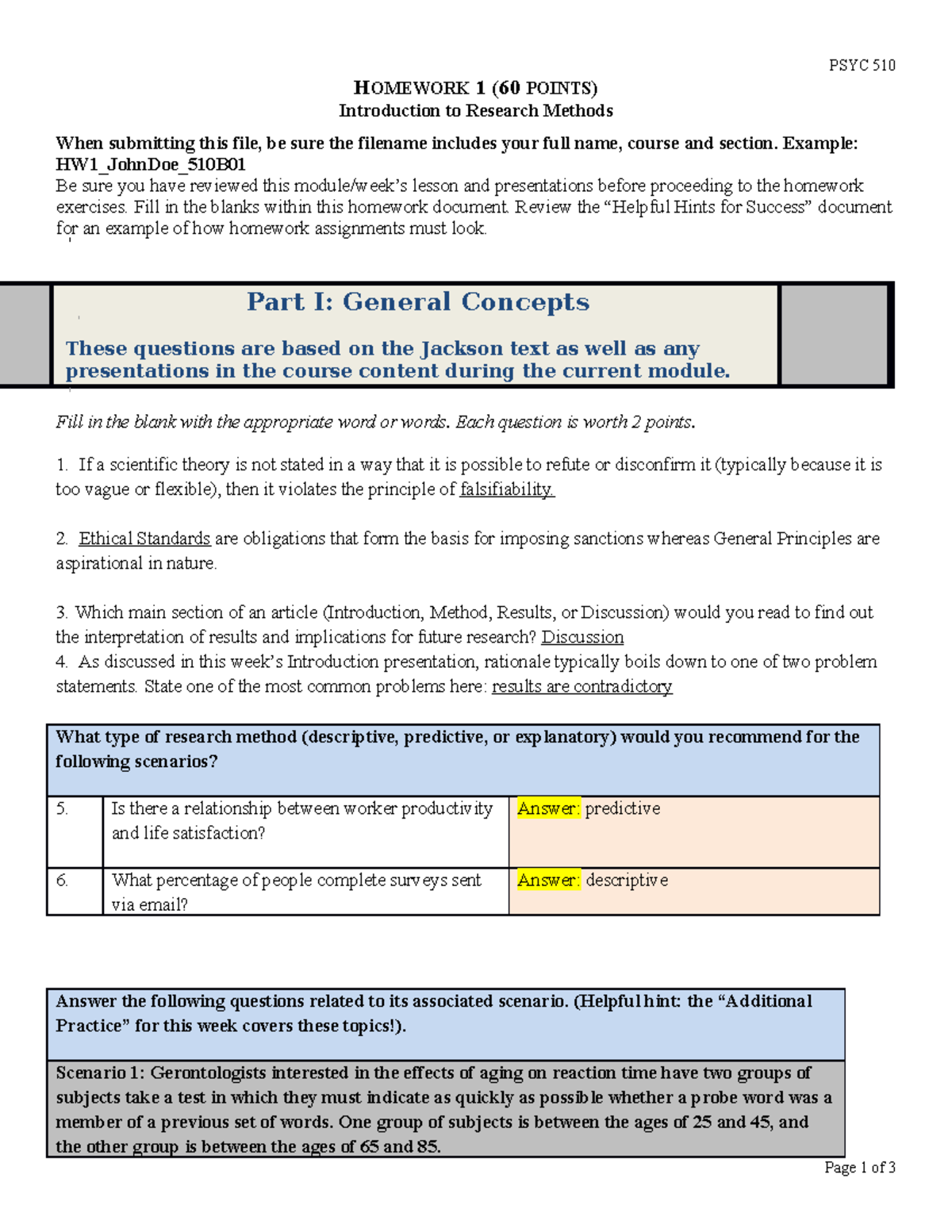 Homework Assignment 1: Research Methods PSYC 510 Analysis and Concepts ...