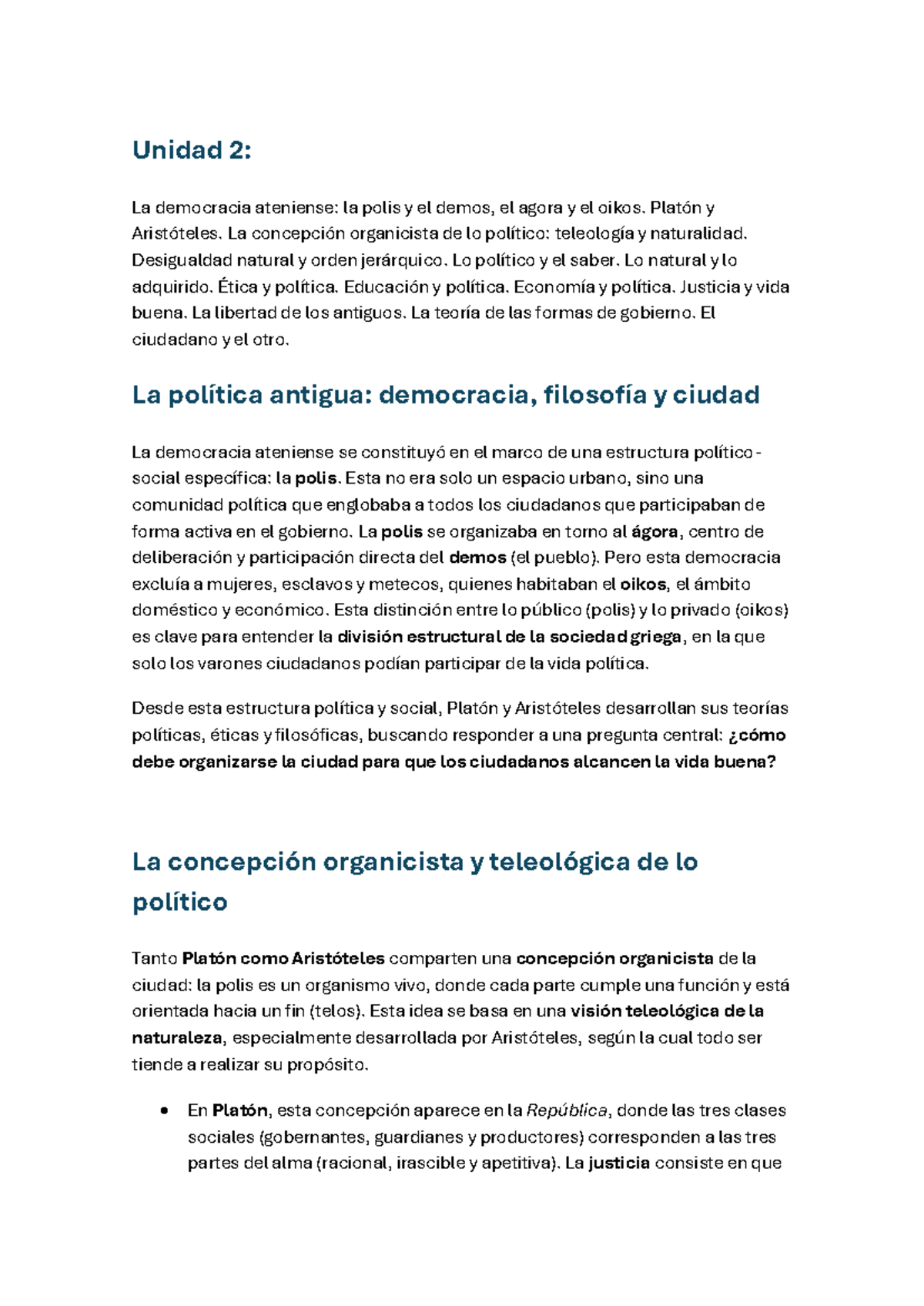 Unidad 2: Democracia Ateniense y Filosofía Política de Platón y ...