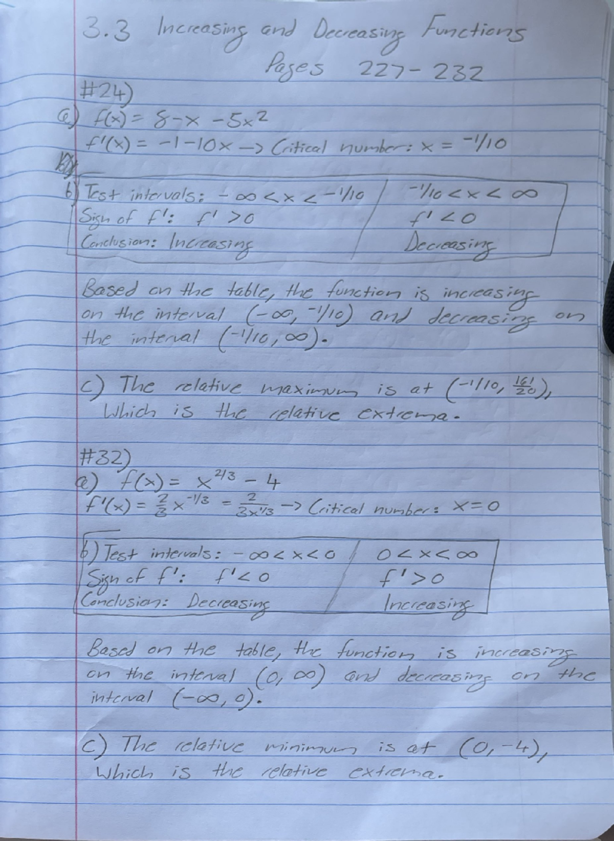 3.3 - Analyzing Increasing and Decreasing Functions in Detail - Studocu
