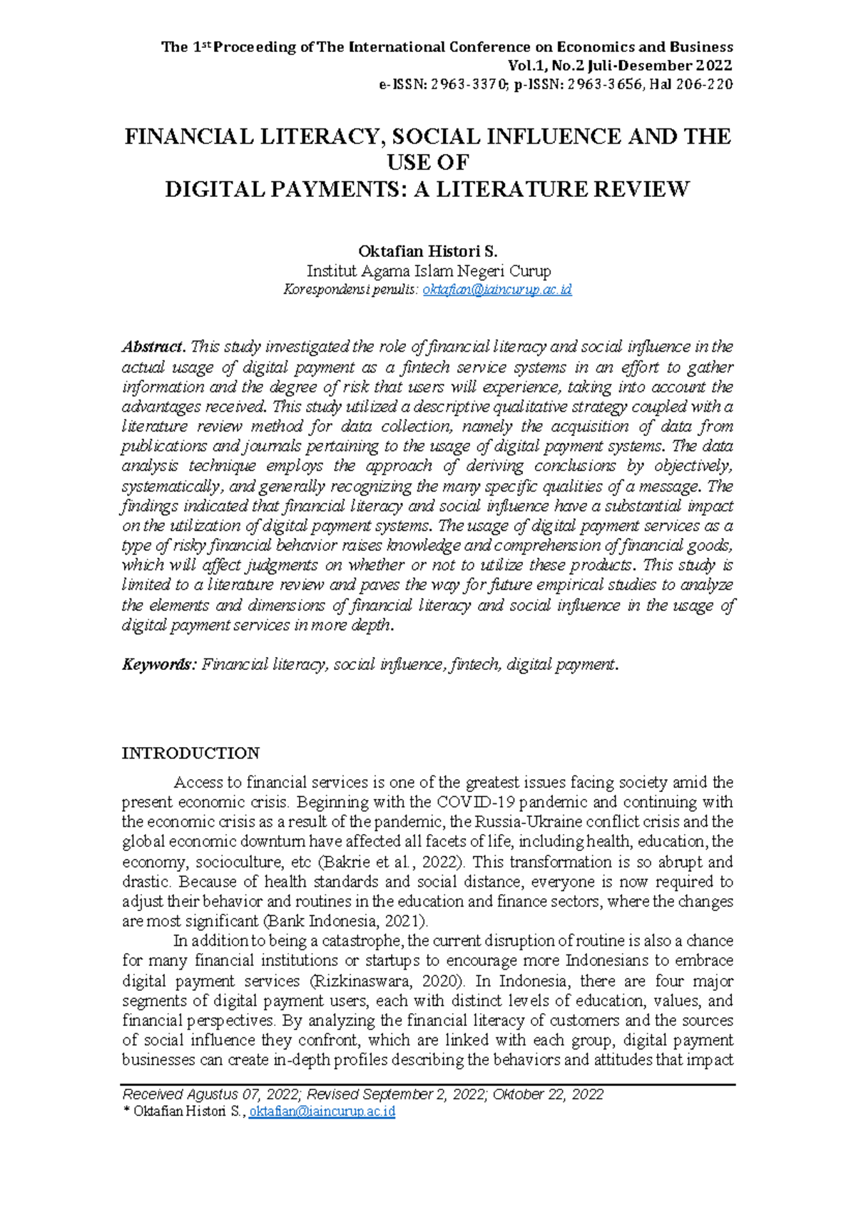 Financial Literacy, Social Influence & Digital Payments: A Literature ...