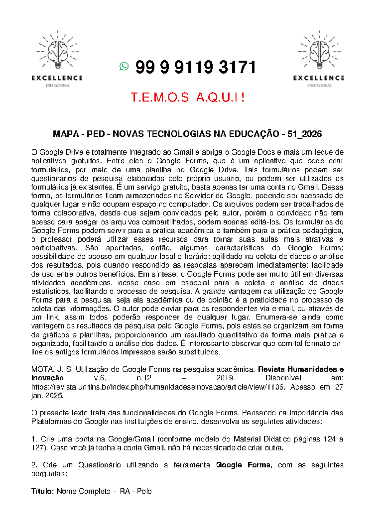 MAPA - PED - Novas Tecnologias na Educação: Google Forms e Pesquisa ...