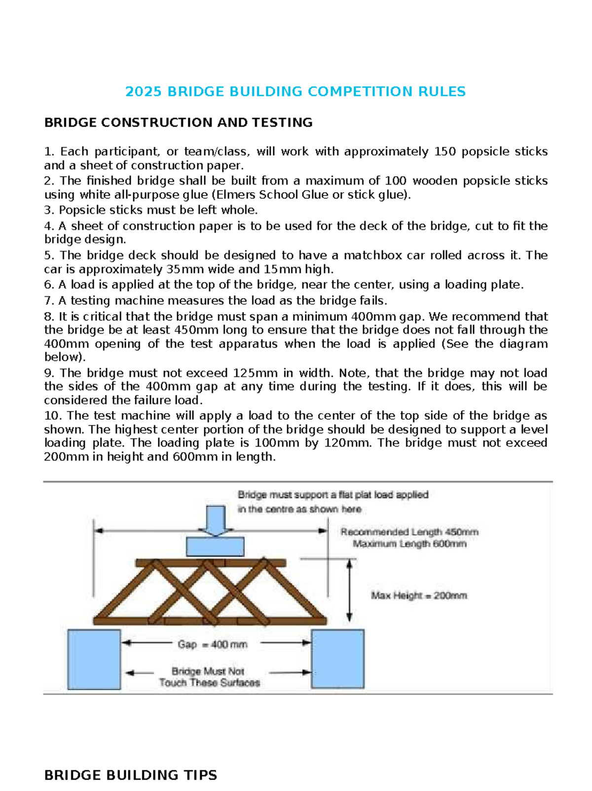 2025 BRIDGE BUILDING COMPETITION RULES & GUIDELINES - Studocu