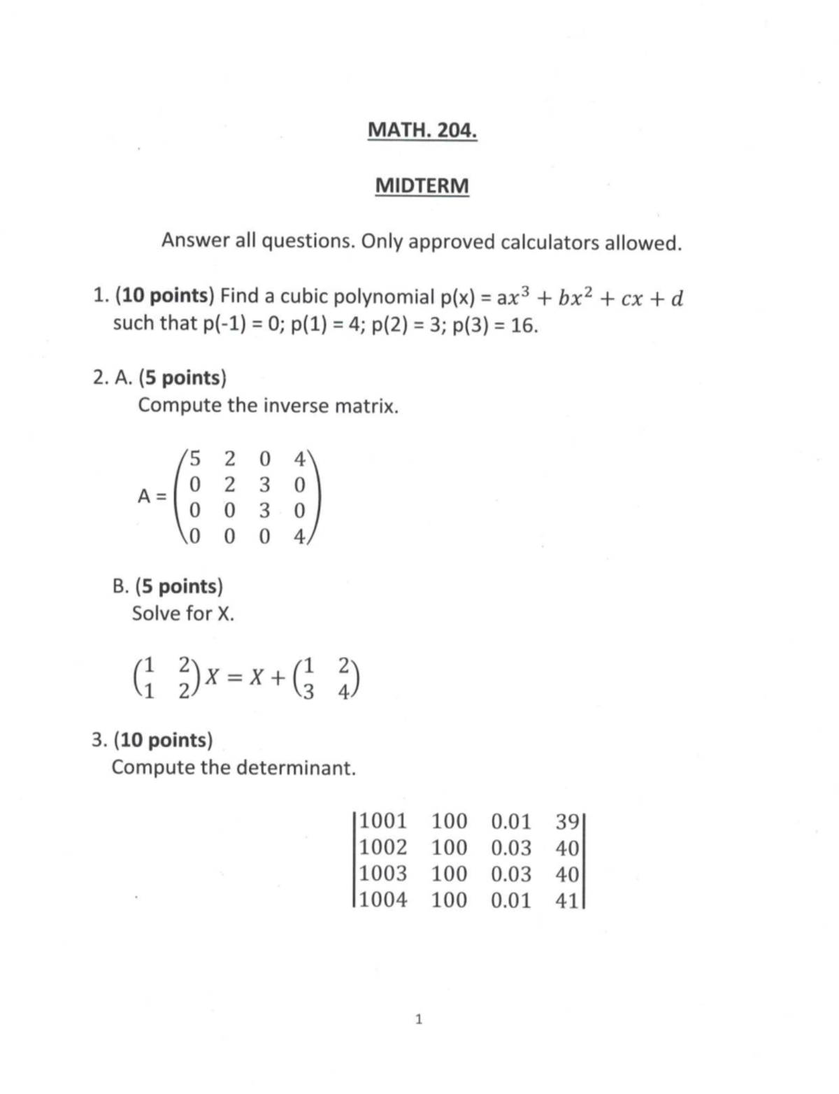 MATH 204 Midterm Exam Solutions and Detailed Answers - Studocu