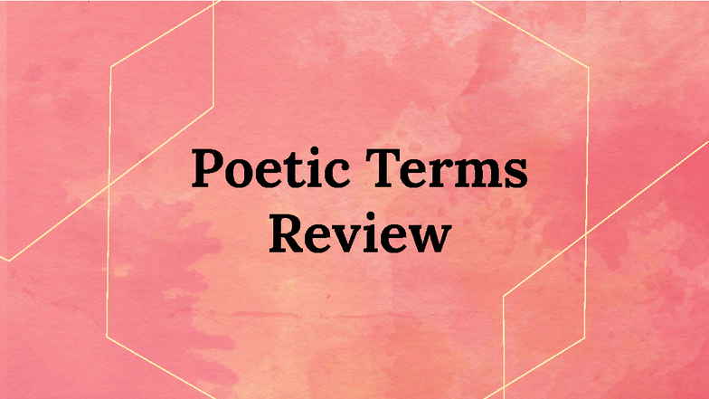 Poetic Terms Review: Literary Devices & Techniques (ENG 101) - Studocu