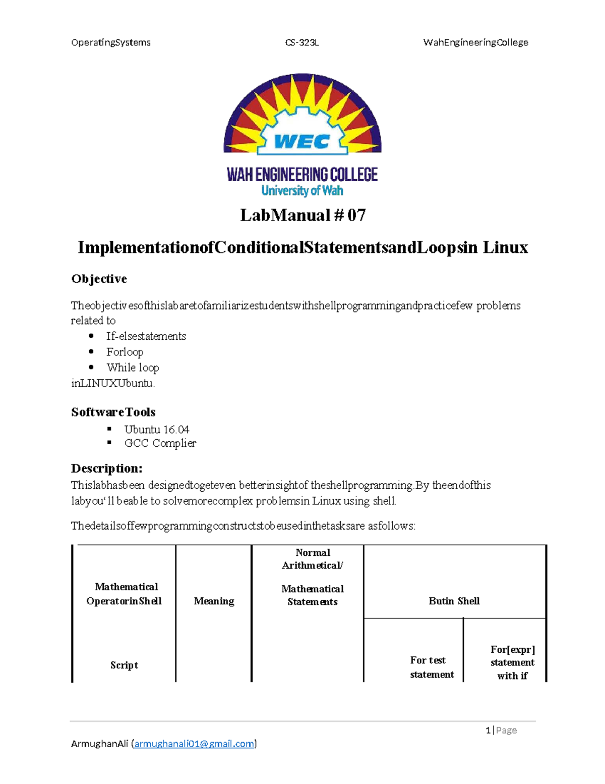 Lab #07: Implementation of Conditional Statements & Loops in Linux - Studocu