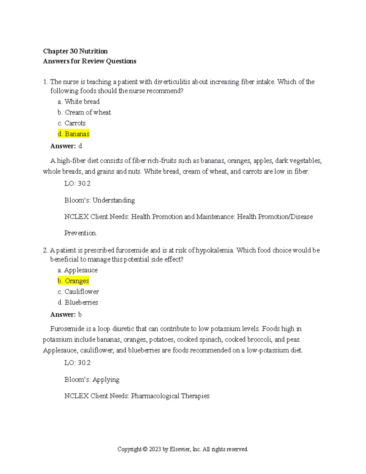 Chapter 030 - Nutrition practice questions - Chapter 30 Nutrition ...
