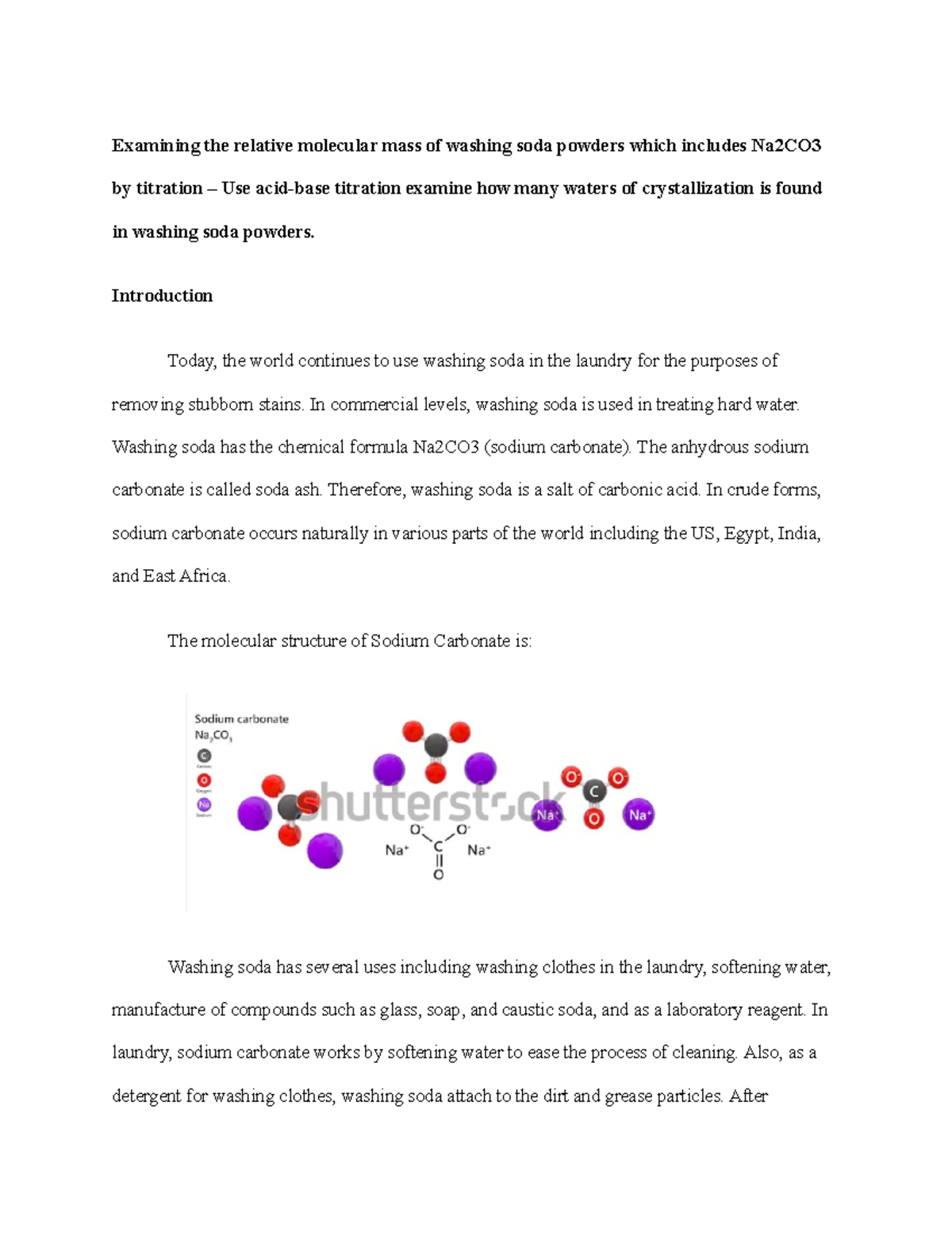 Determining Relative Molecular Mass of Na2CO3 via Titration Analysis ...