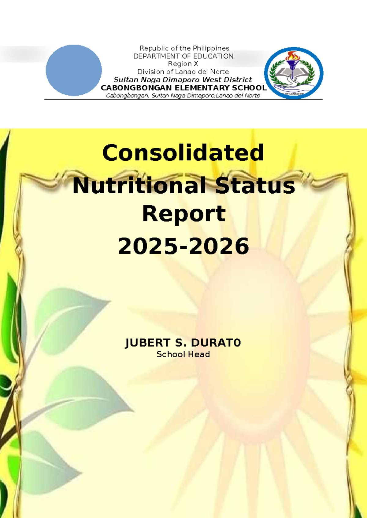 Cover page nutritional status - BS in Nursing - Republic of the ...