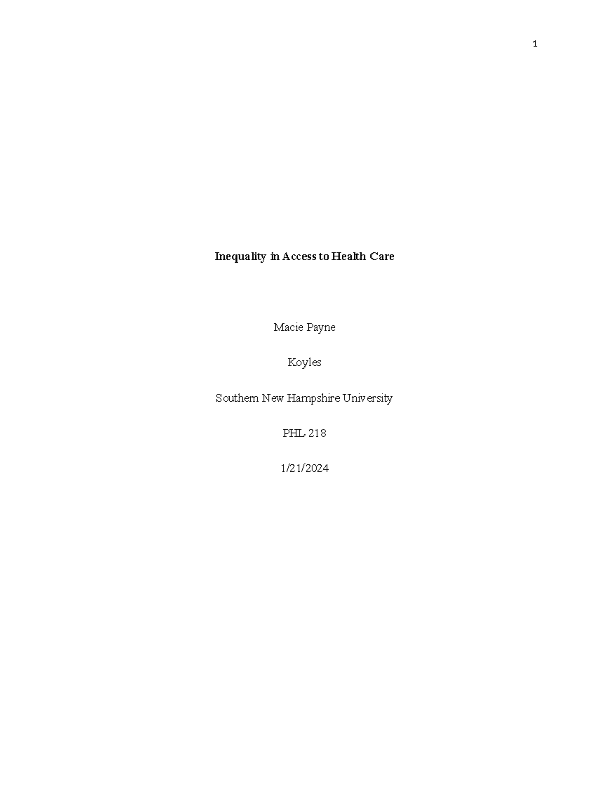 PHL 218 - Module Two: Exploring Socioeconomic Disparities in Healthcare ...