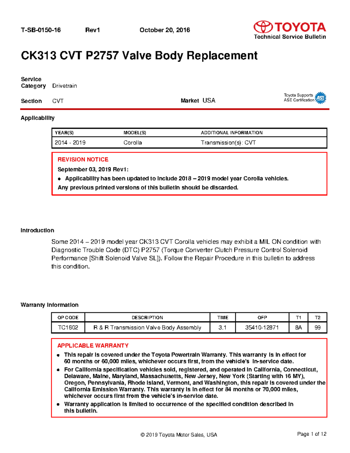 CK313 CVT P2757 Valve Body Replacement Procedure Guide - Studocu