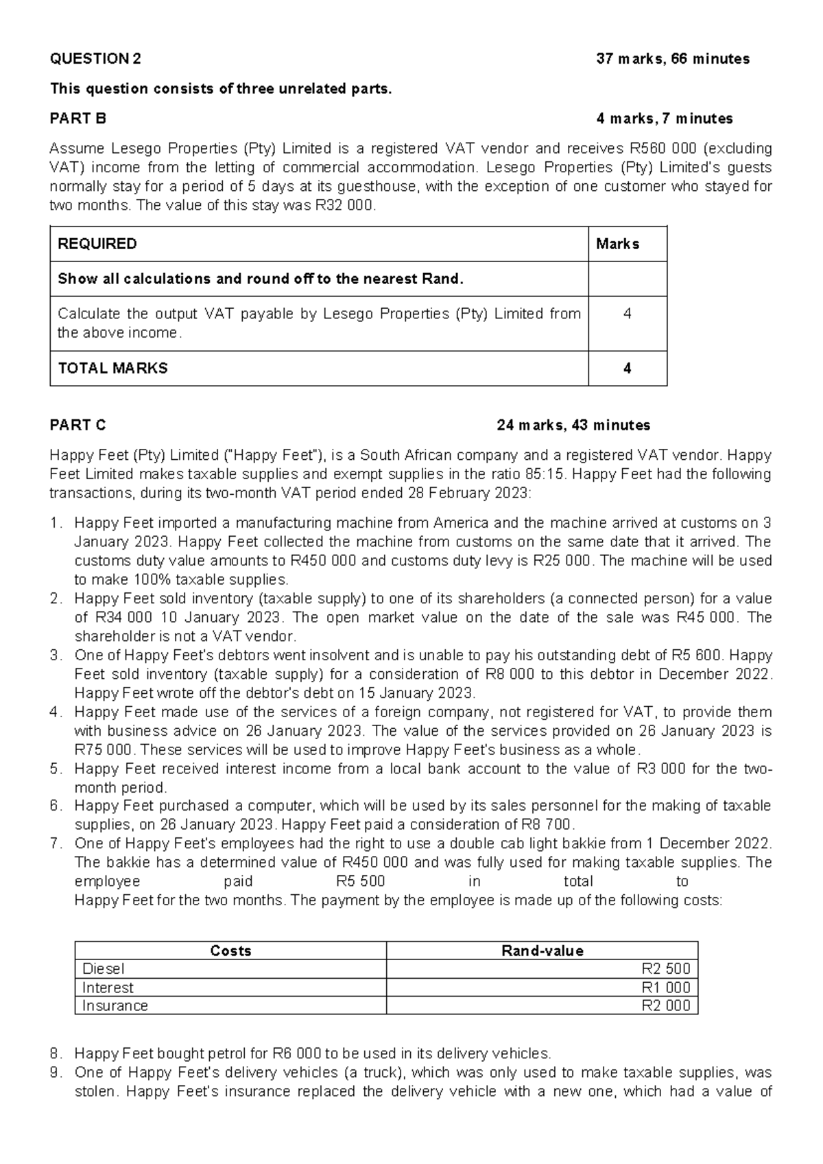 3RD YEAR VAT Class Question: Output & Input VAT Calculations and ...