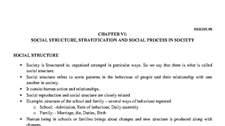 XI Sociology Chapter 6: Social Structure, Stratification & Process ...