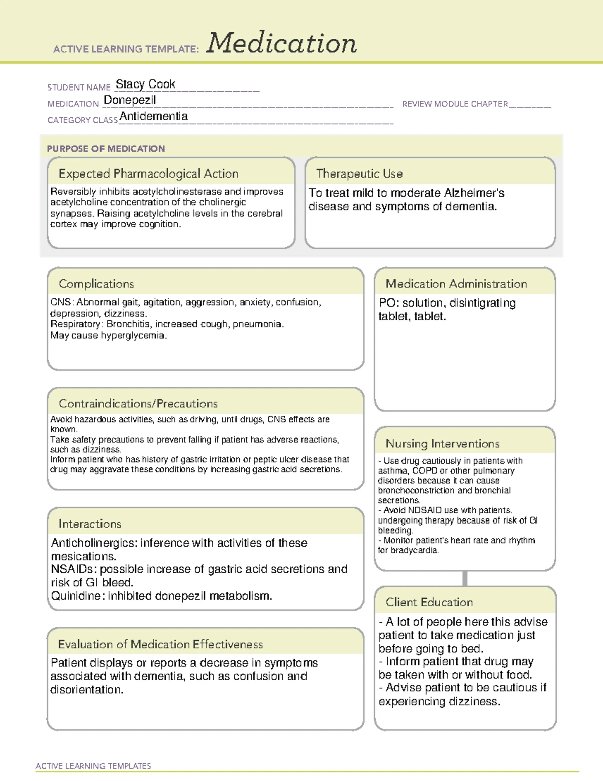 Medication Template - Calcium (Mineral Supplement) - ACTIVE LEARNING ...