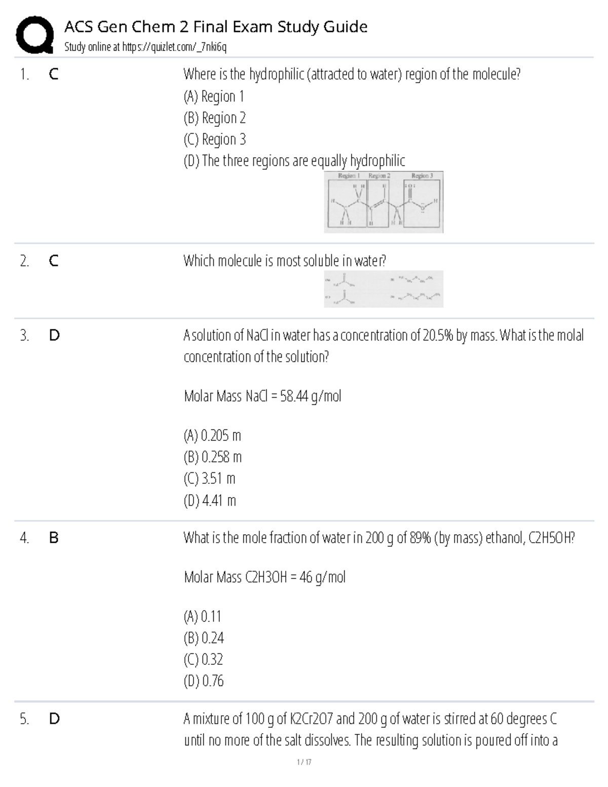 ACS Gen Chem 2 Final Exam Study Guide: Key Concepts & Practice ...