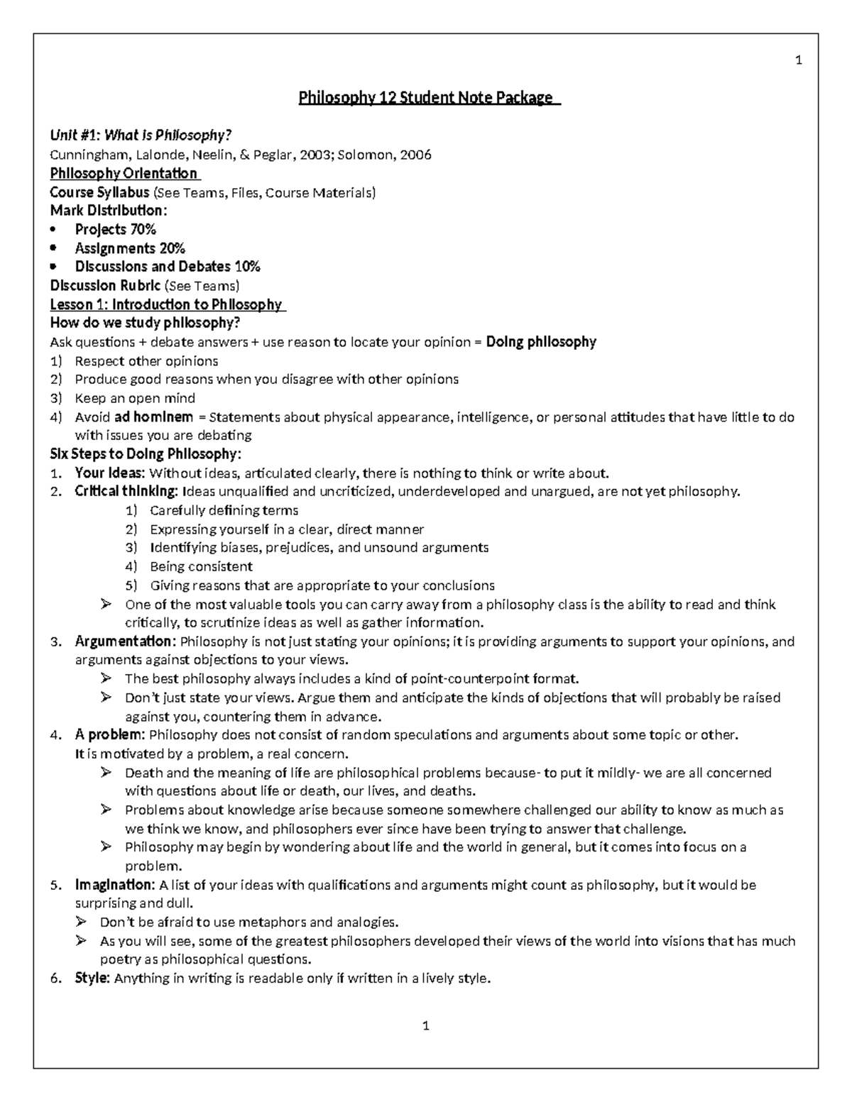 Philosophy 12 Student Notes 2022-23 - Philosophy 12 Student Note ...