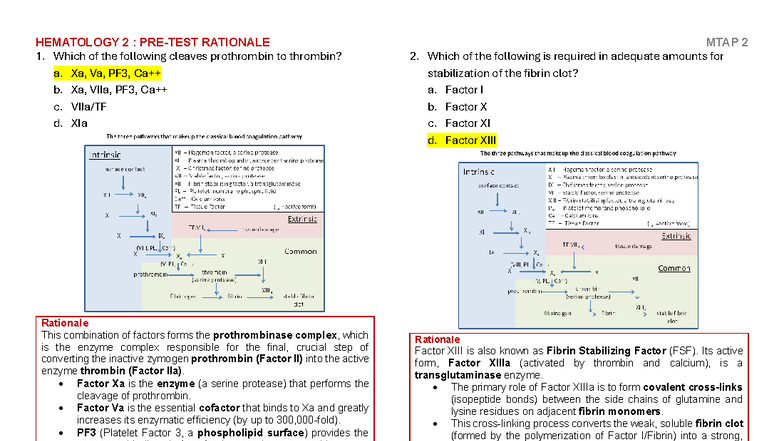 PRE-TEST Ratio-HEMA 2: Hematology Practice Questions with Rationale ...