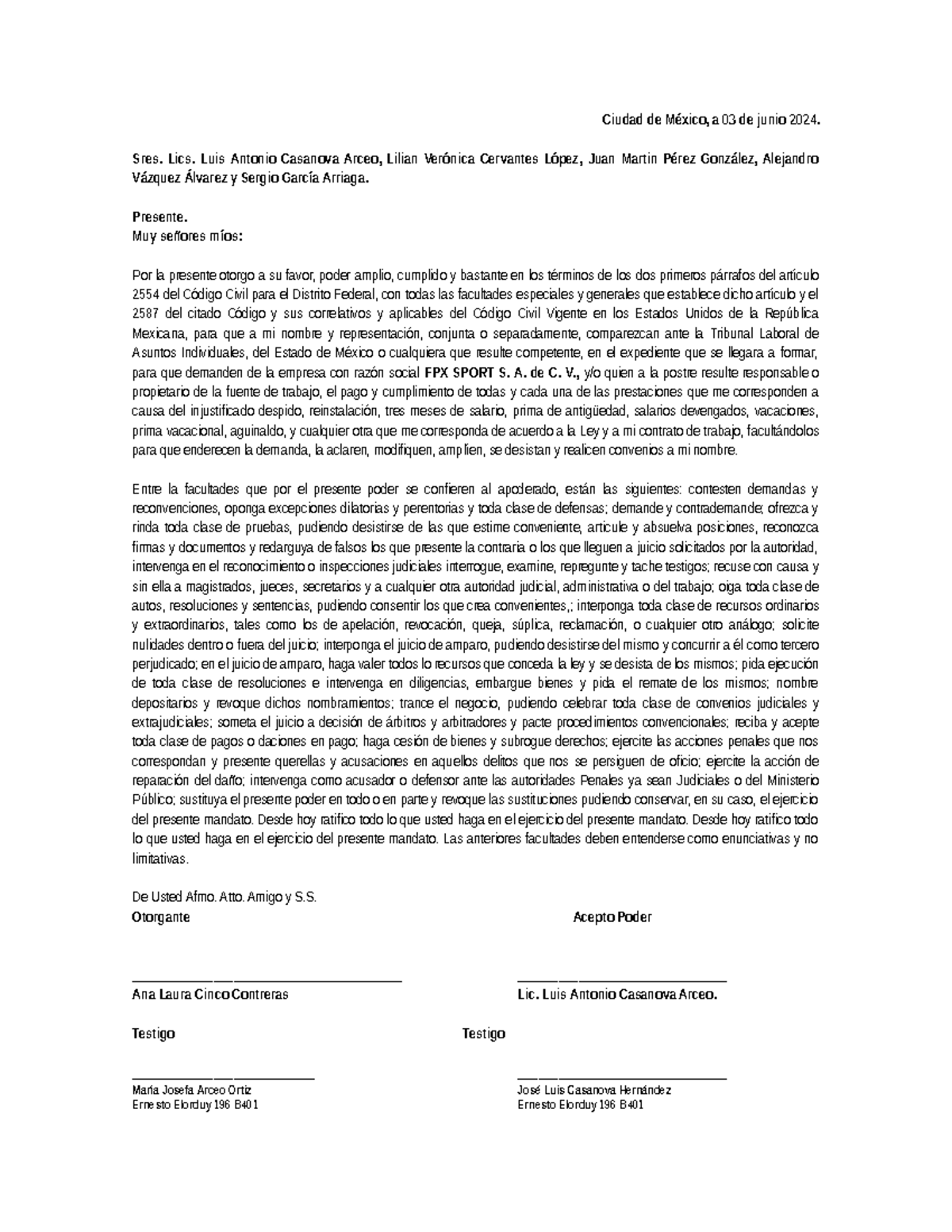 Carta Poder Laboral - Ciudad de México, 03 de junio 2024 - Studocu
