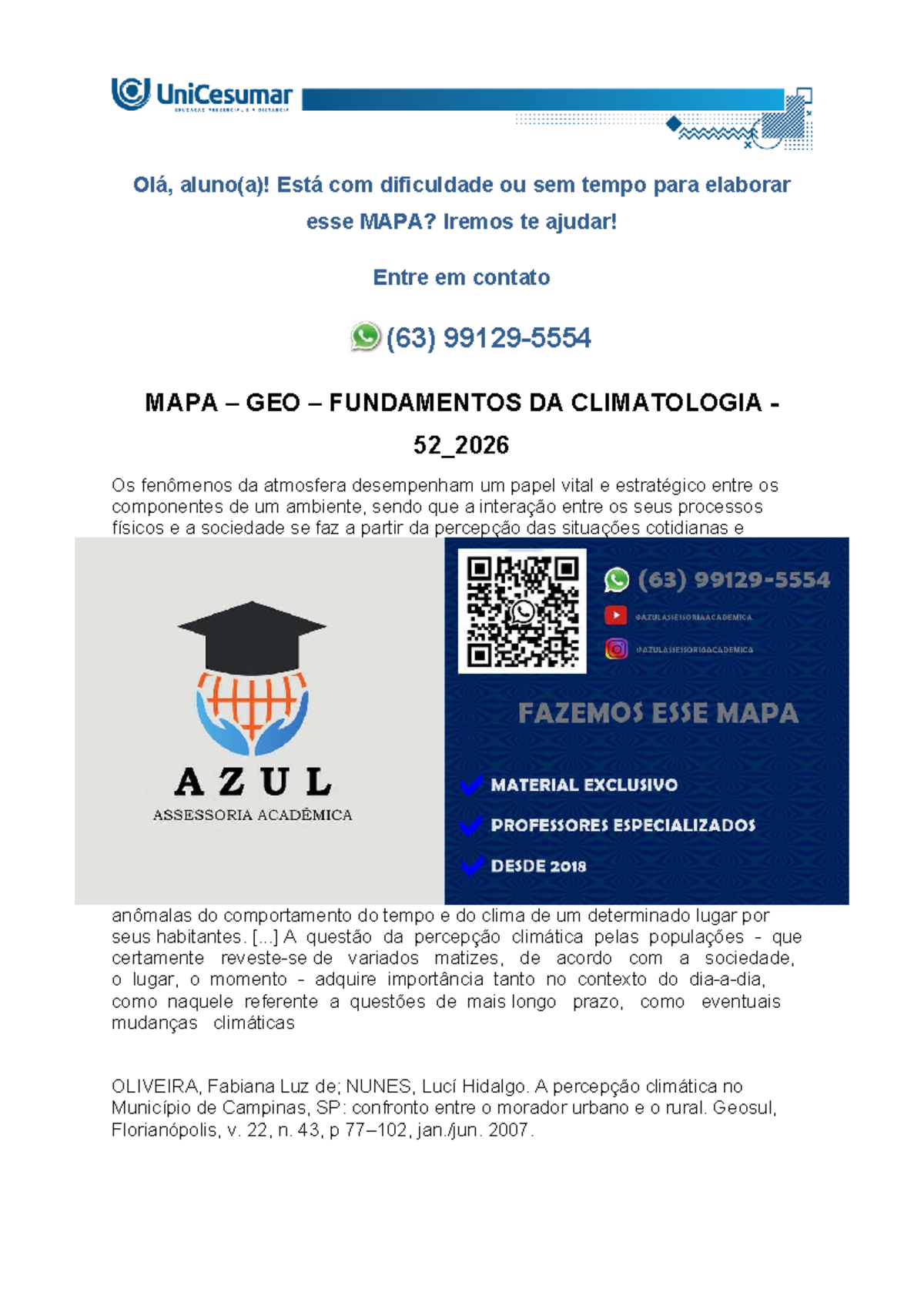 MAPA GEO 52_2026: Observação Climática e Análise Geográfica - Studocu