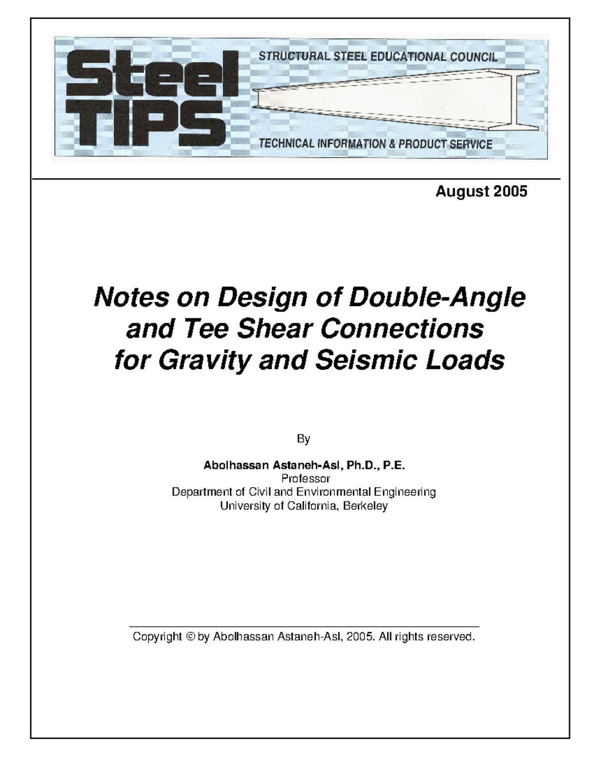 SSEC TIP 91 - Design Insights on Double-Angle & Tee Shear Connections ...