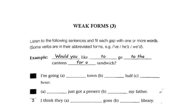 Assignment 3: Weak Forms Listening Exercise - Studocu