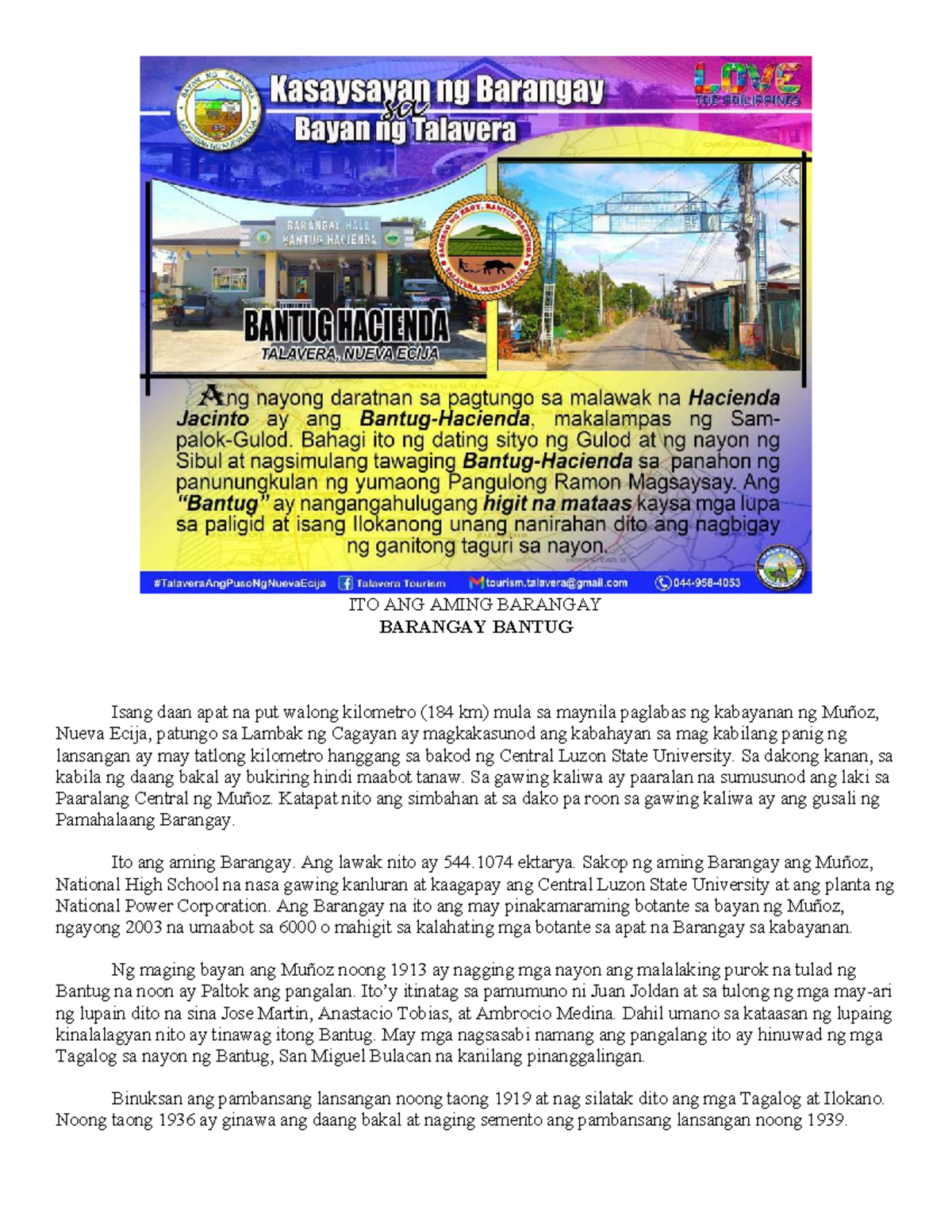 Kasaysayan ng Barangay Bantug: Isang Pagsusuri - Studocu