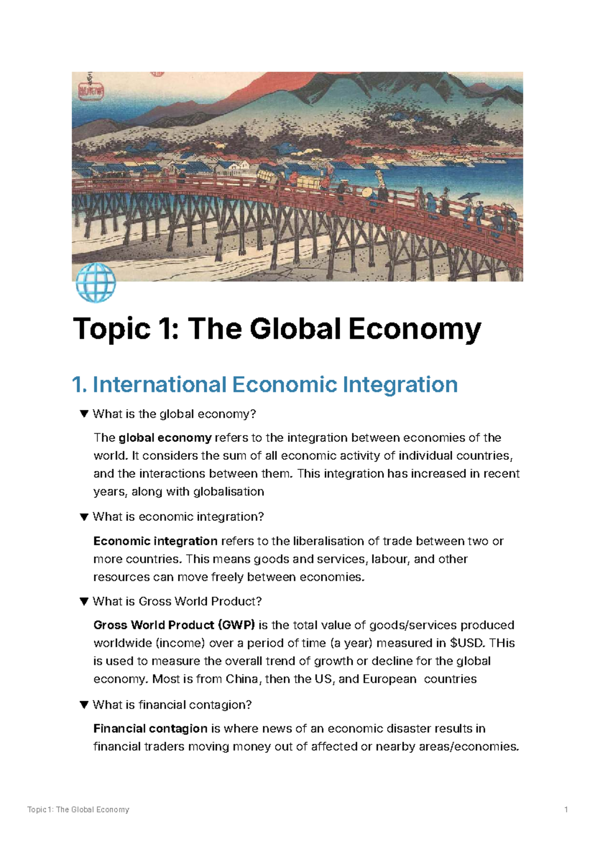 The Global Economy - eco notes t1 - 🌐 Topic 1: The Global Economy 1 ...