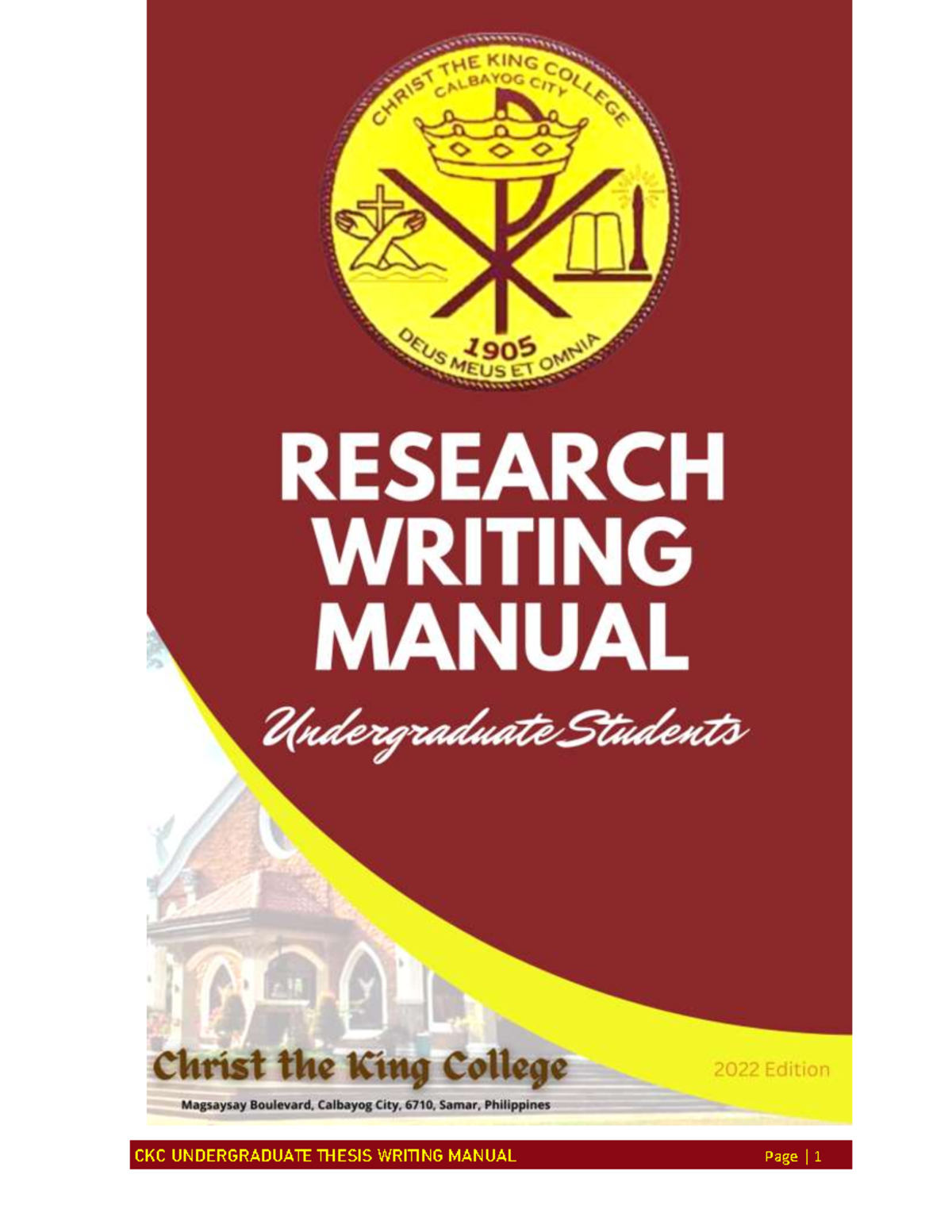 CKC Undergraduate Thesis Writing Manual: Formatting & Guidelines - Studocu
