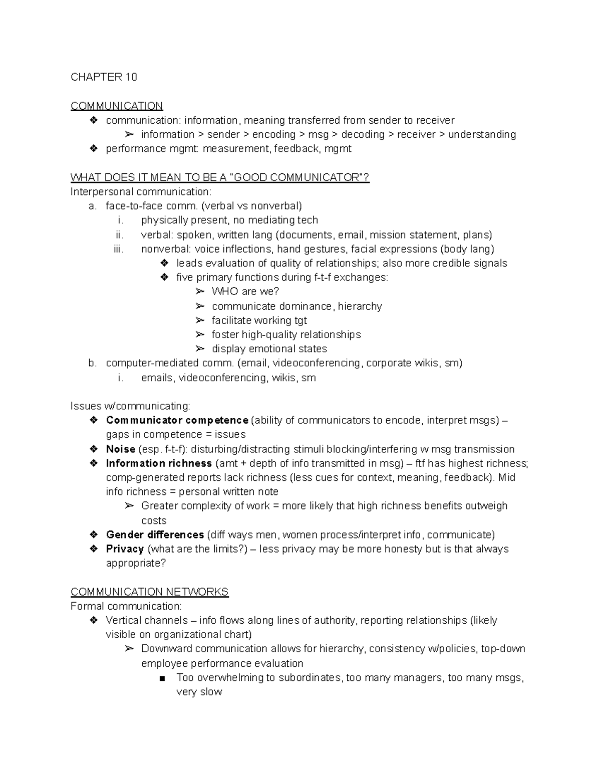 192 notes txtbk ch 10, 11, 12, 13 - CHAPTER 10 COMMUNICATION ...