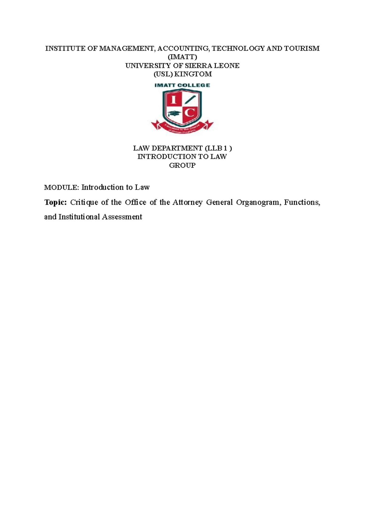 LLB 1: Critique of the Attorney General's Office Structure and ...