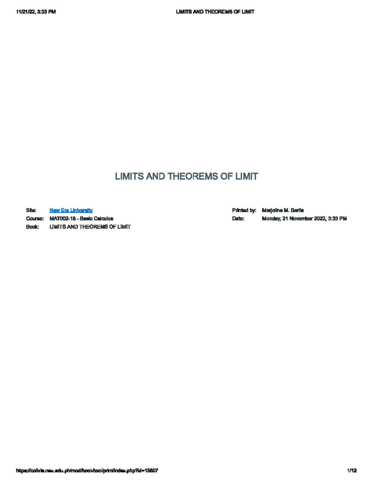 Module 1: Introductory Concepts in Basic Calculus - Studocu