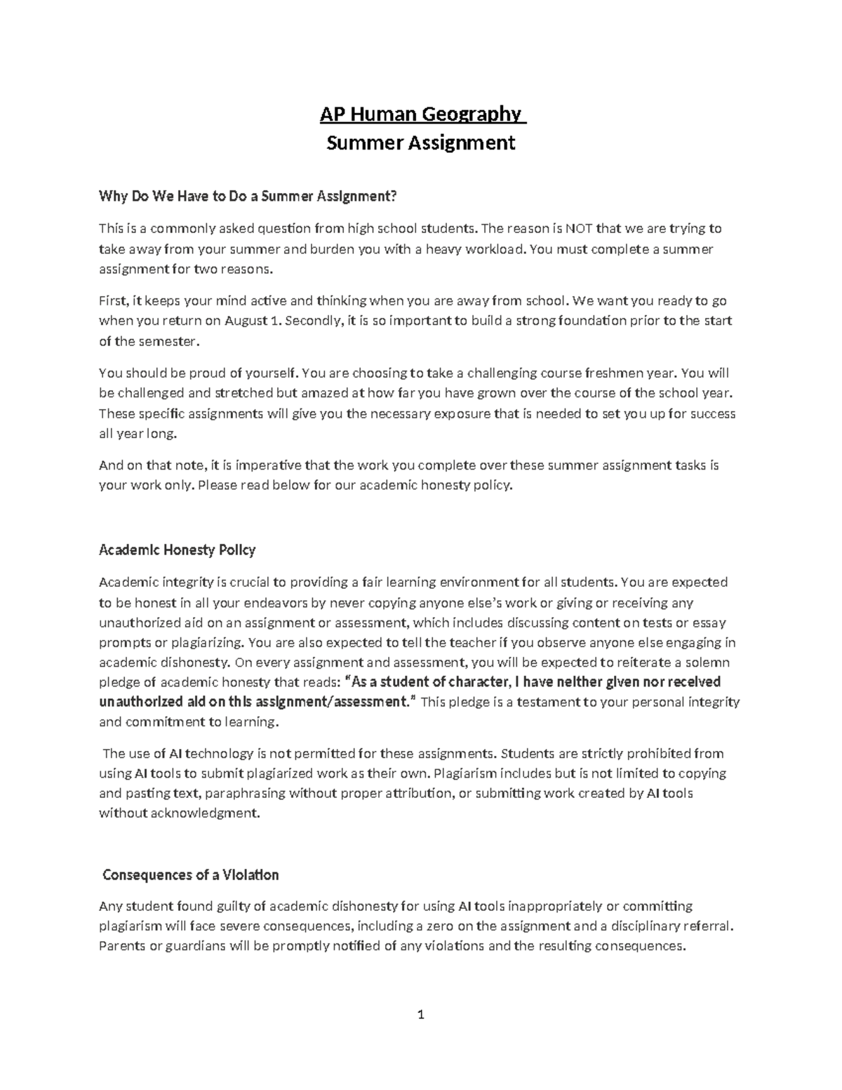 AP Human Geography (APHG) Summer Assignment Overview and Tasks - Studocu