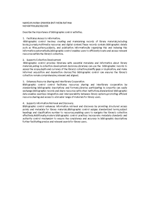 IMC258 Assignment 1: Understanding the Importance of Metadata - Studocu