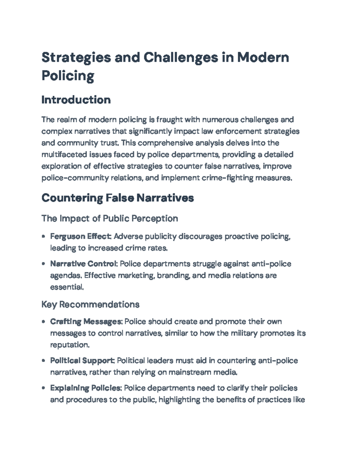 Strategies and Challenges in Modern Policing: An Analytical Overview ...