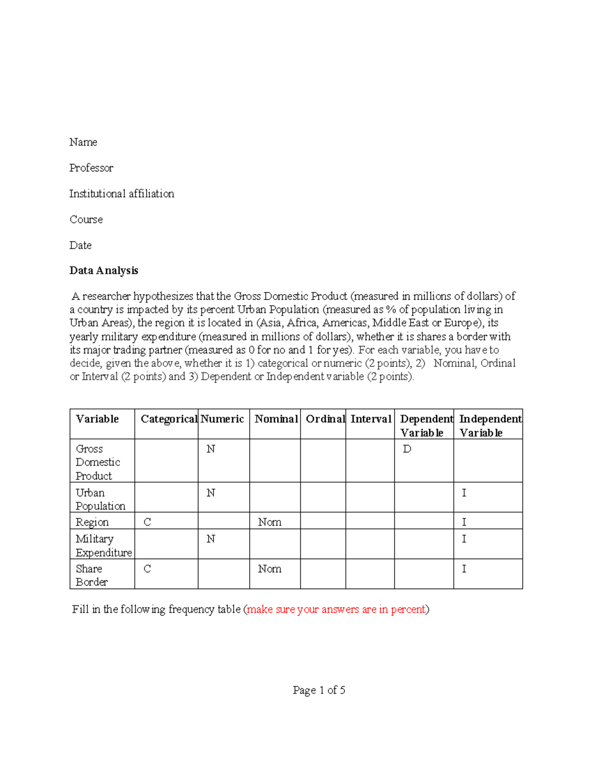 Stat 1 - Quiz on Data Analysis Concepts and Variable Evaluation - Studocu