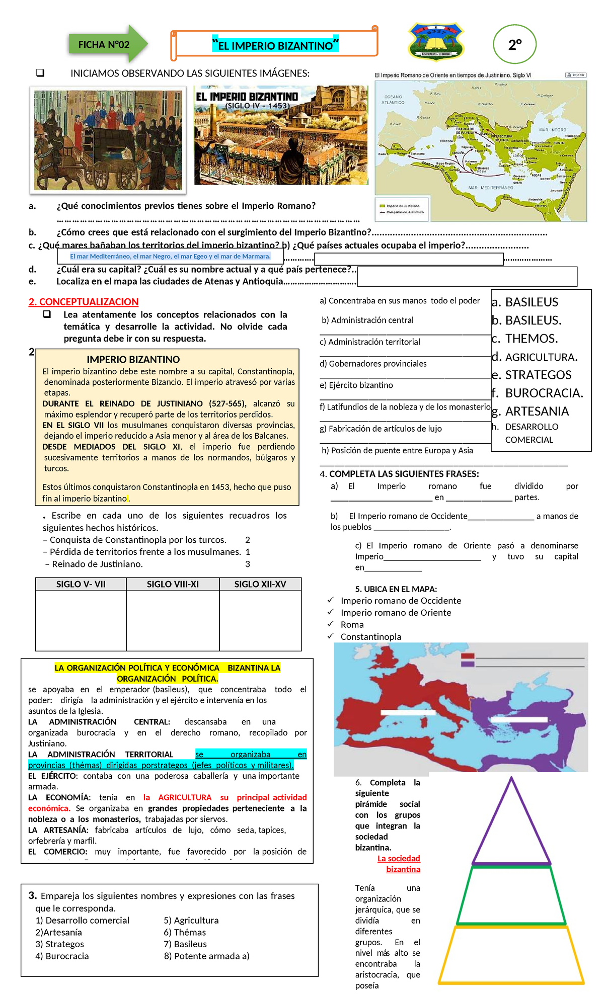 Ficha N° 02 - CCSS 2° - Estudio del Imperio Bizantino - Studocu