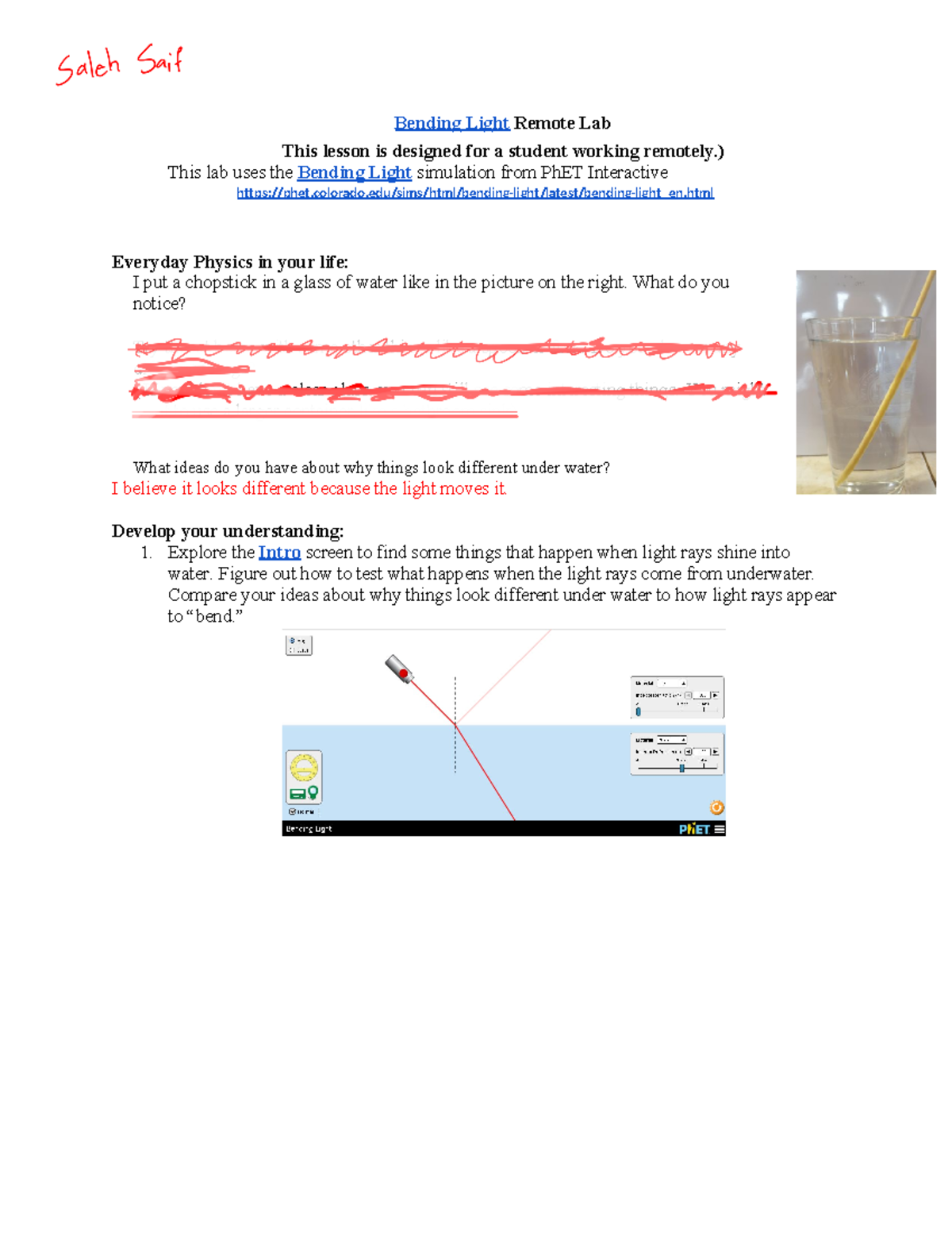 Bending Light Lab - Remote Experimentation Insights - Studocu