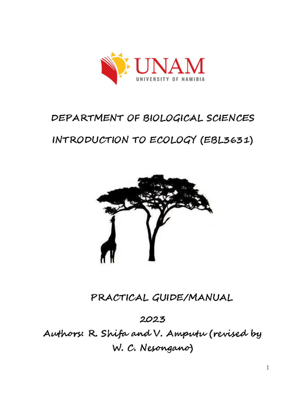 Introduction to Ecology Practical Manual (EBL36 31) - 2023 Edition ...
