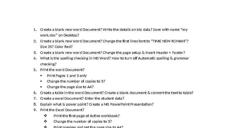 ECE External Lab Notes: Word, Excel & PowerPoint Tasks - Studocu