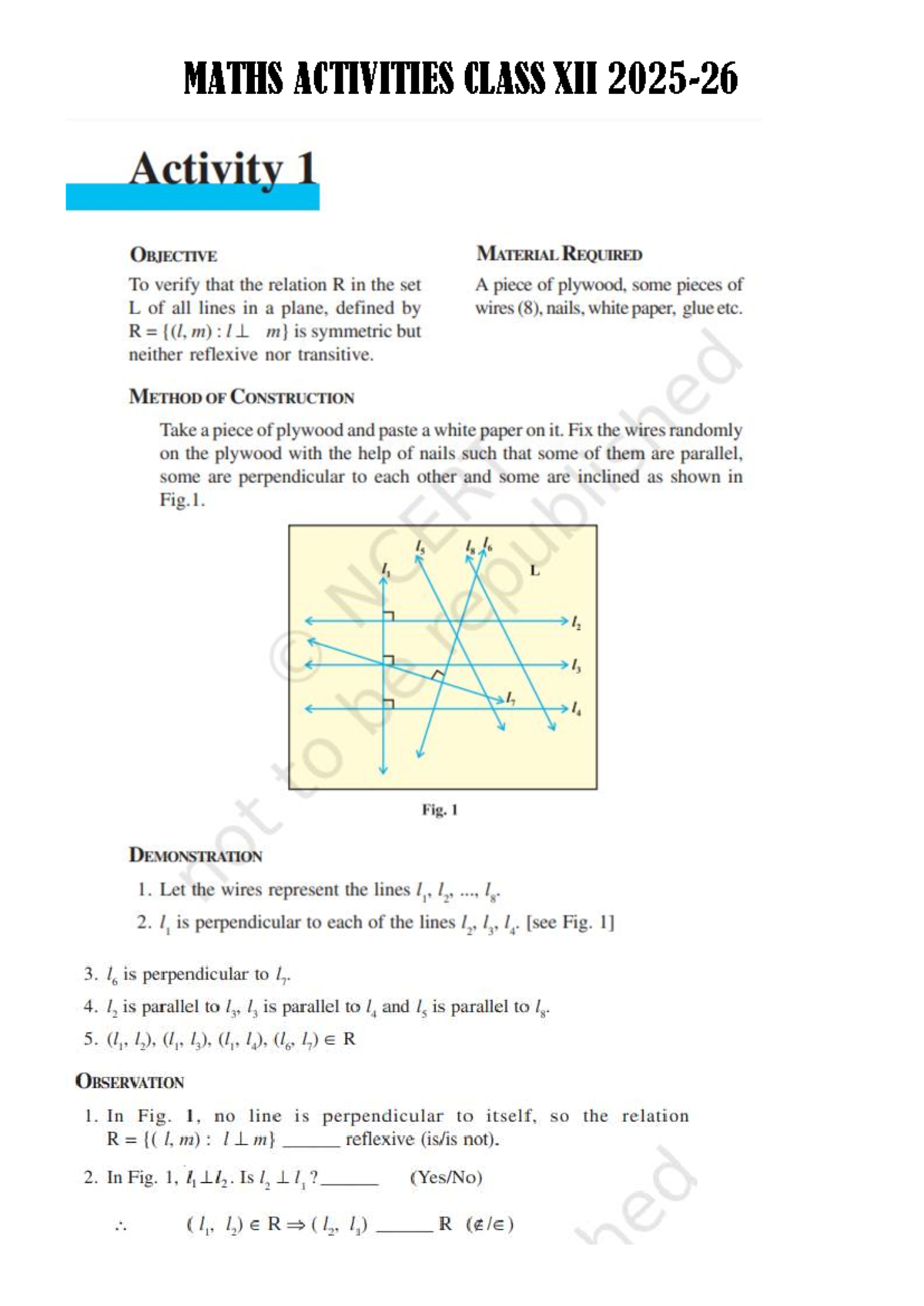 Maths Activities Class XII: Exploring Relations and Functions - Studocu