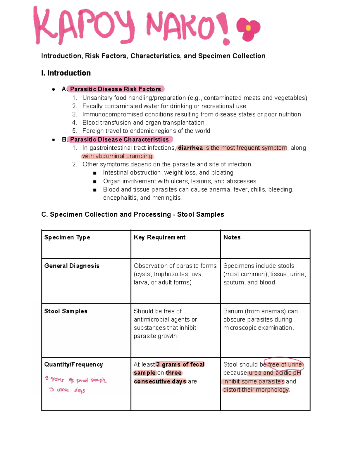 Parasitology: Risk Factors, Characteristics & Specimen Collection I ...