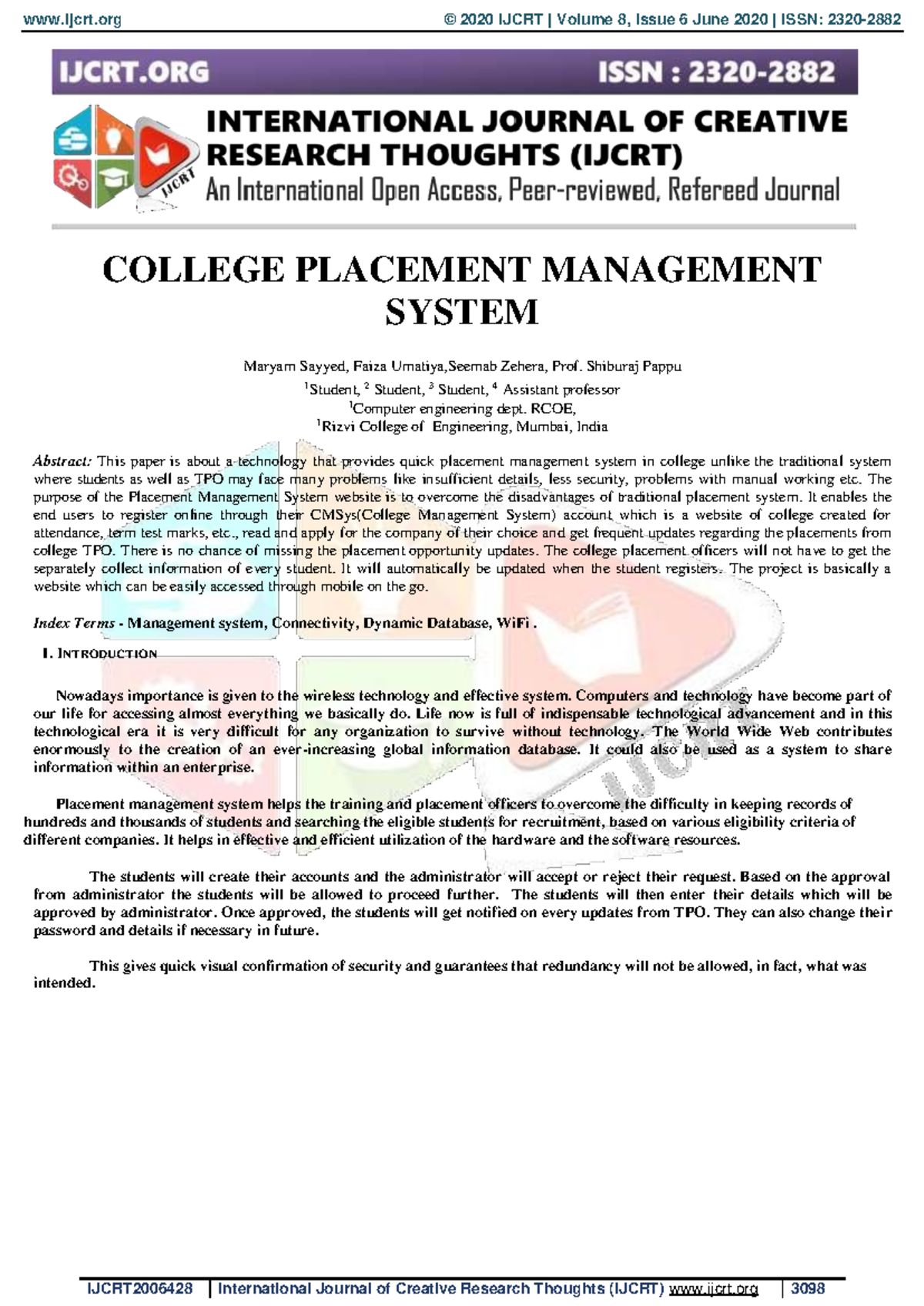 Collage placement system - COLLEGE PLACEMENT MANAGEMENT SYSTEM Maryam ...