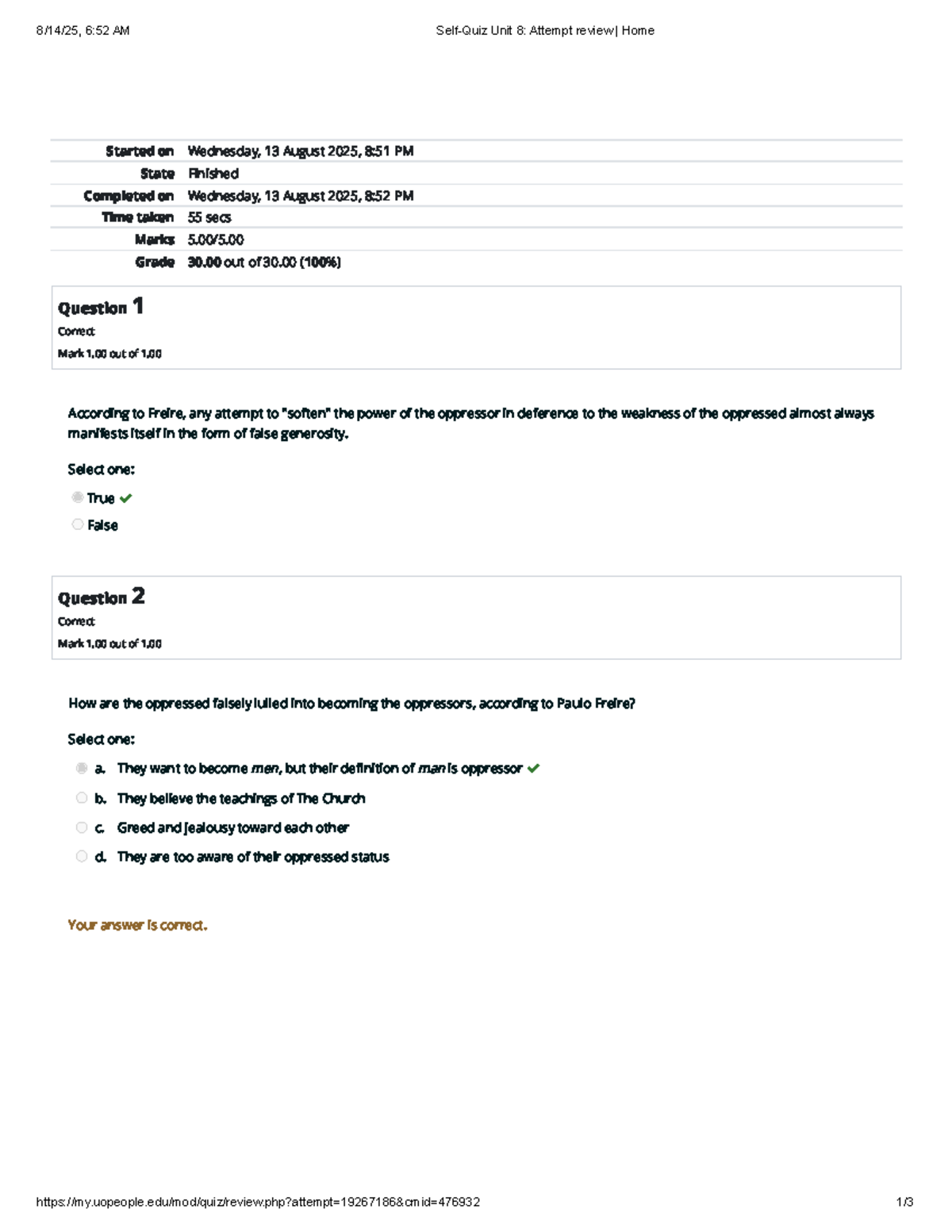 Self-Quiz Review for Unit 8: Key Concepts and Answers - Studocu