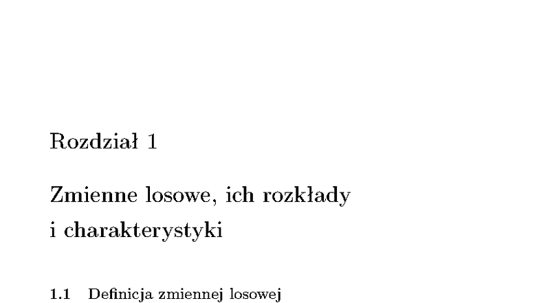 Rozdział 1: Zmienne Losowe i Ich Rozkłady - Matematyka - Studocu