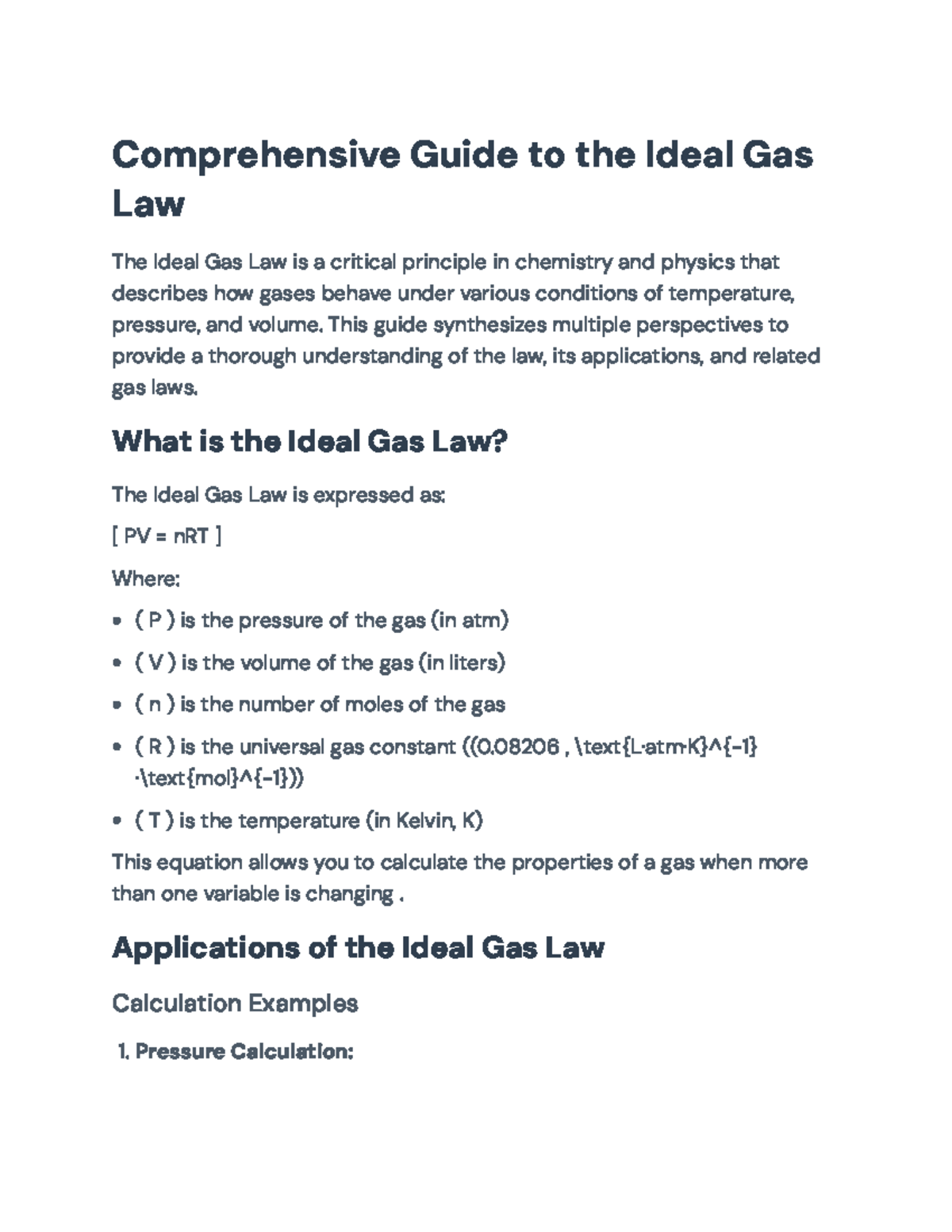 Comprehensive Guide to the Ideal Gas Law and Its Applications ...