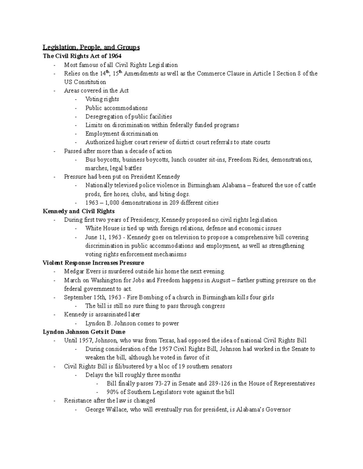 Civil Rights Legislation: The Legacy of LBJ's Era (IB DP) - Studocu
