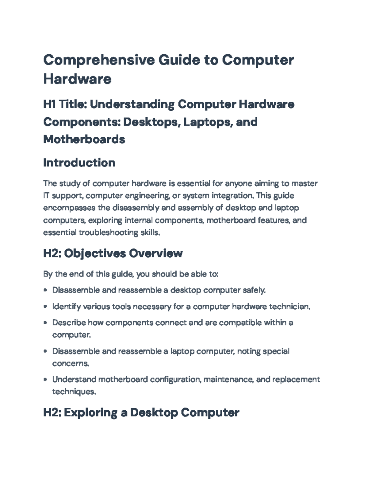 Comprehensive Guide to Computer Hardware Assembly & Maintenance - Comprehensive Guide to ...