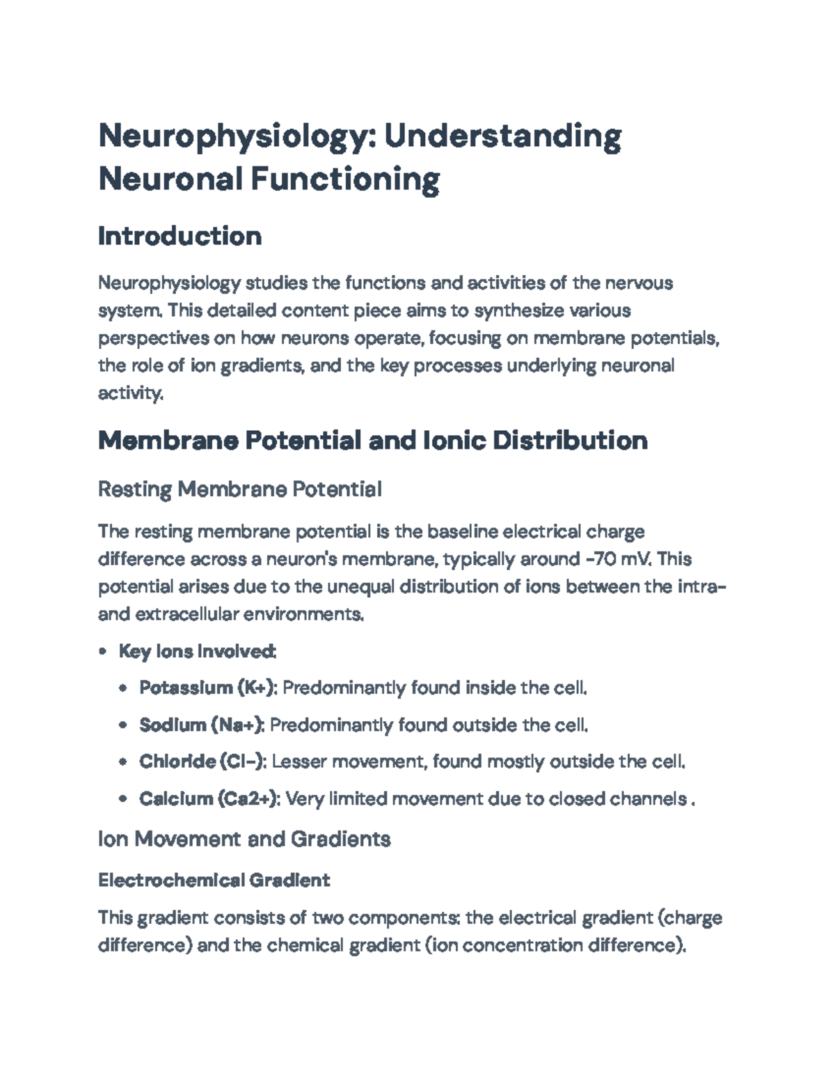 Neurophysiology: Detailed Study on Neuronal Functioning and Signaling ...